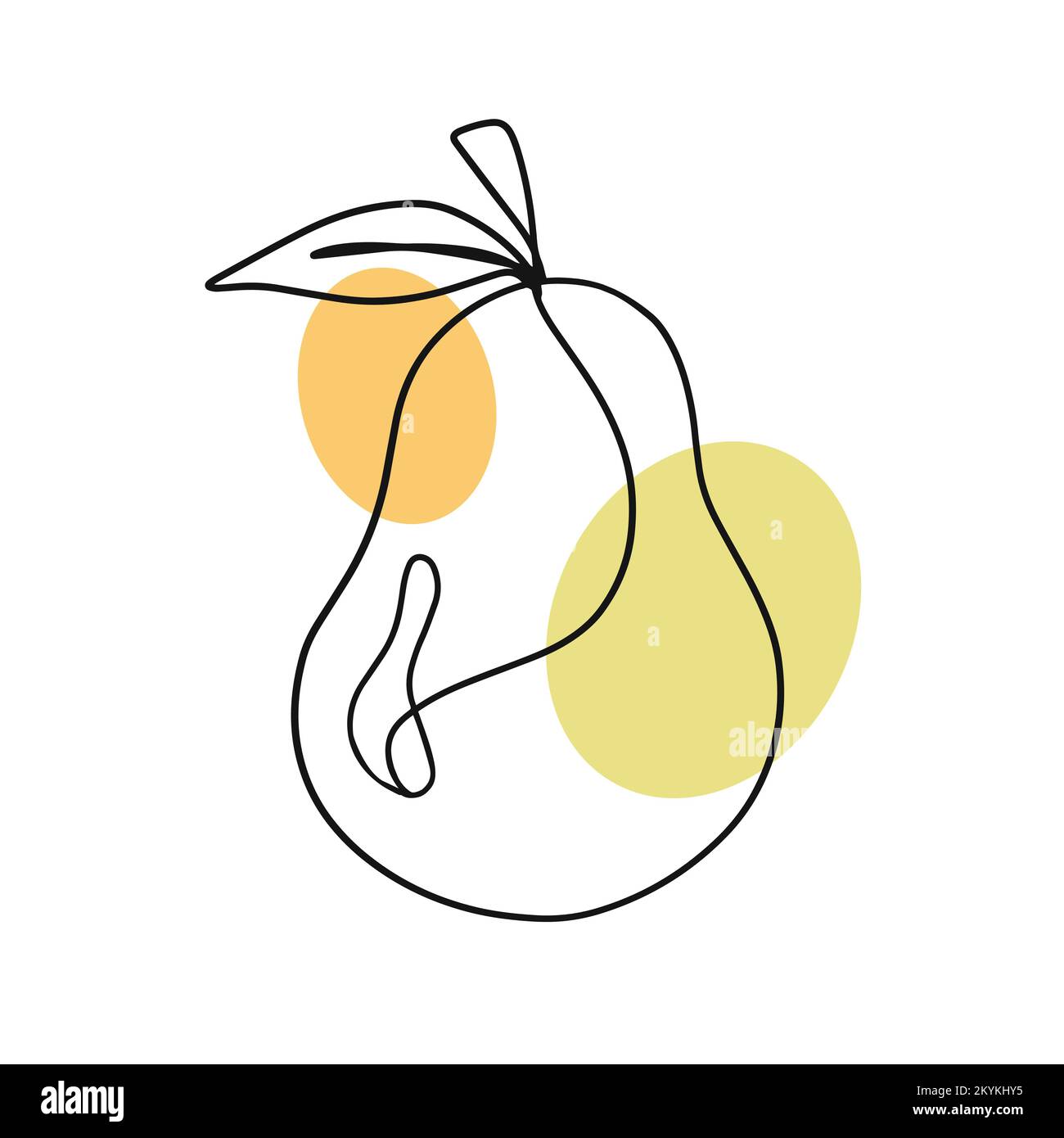 Pear One line organic drawing, fruit logo design Stock Vector Image ...