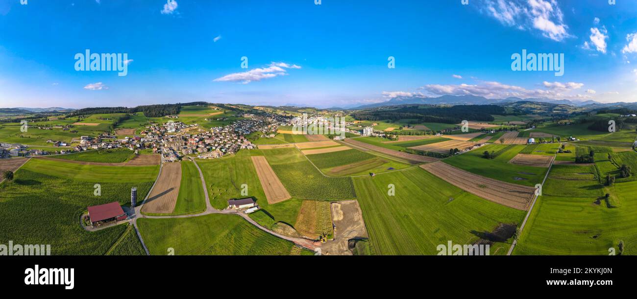 Aerial view of construction of modern condo's in Switzerland Stock ...