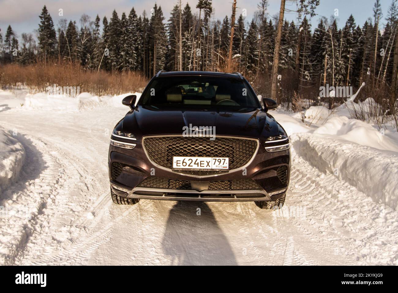 MOSCOW, RUSSIA - FEBRUARY 05, 2022 Genesis GV70 (JK1) subcompact luxury ...