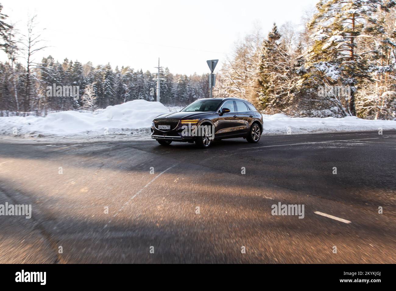 MOSCOW, RUSSIA - FEBRUARY 05, 2022 Genesis GV70 (JK1). A modern ...