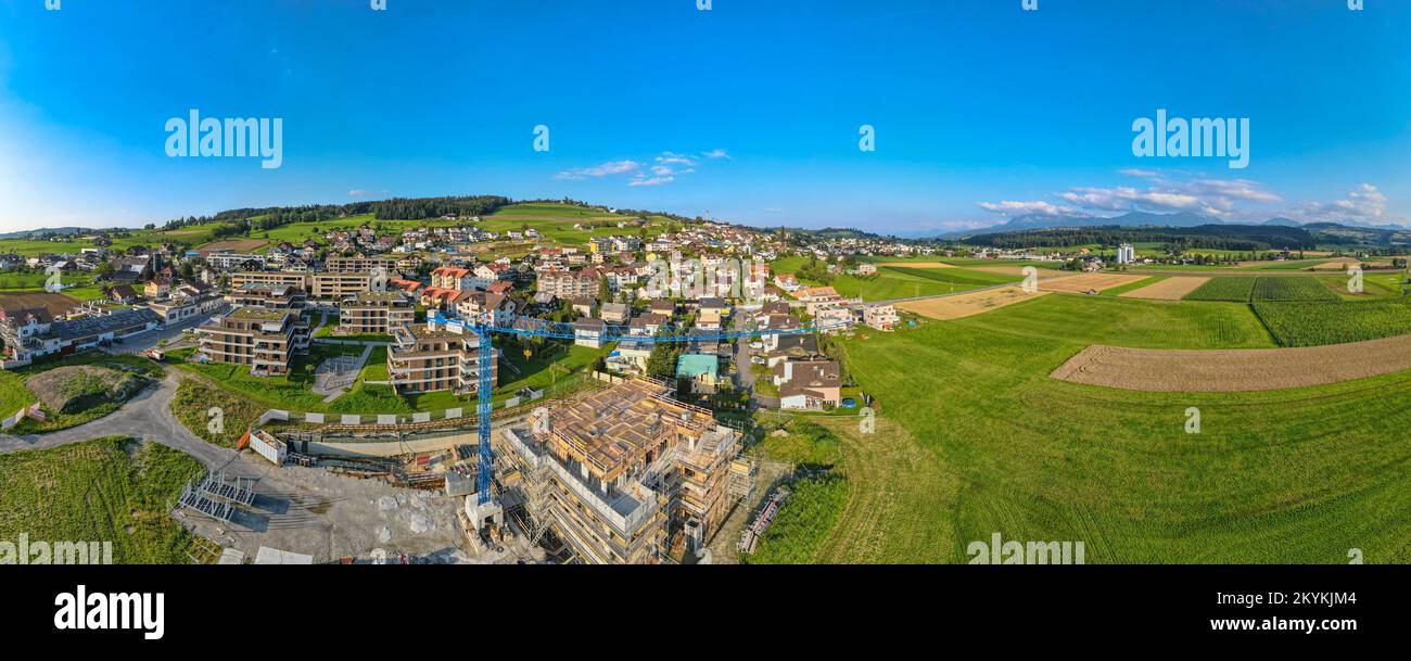 Aerial view of construction of modern condo's in Switzerland Stock ...
