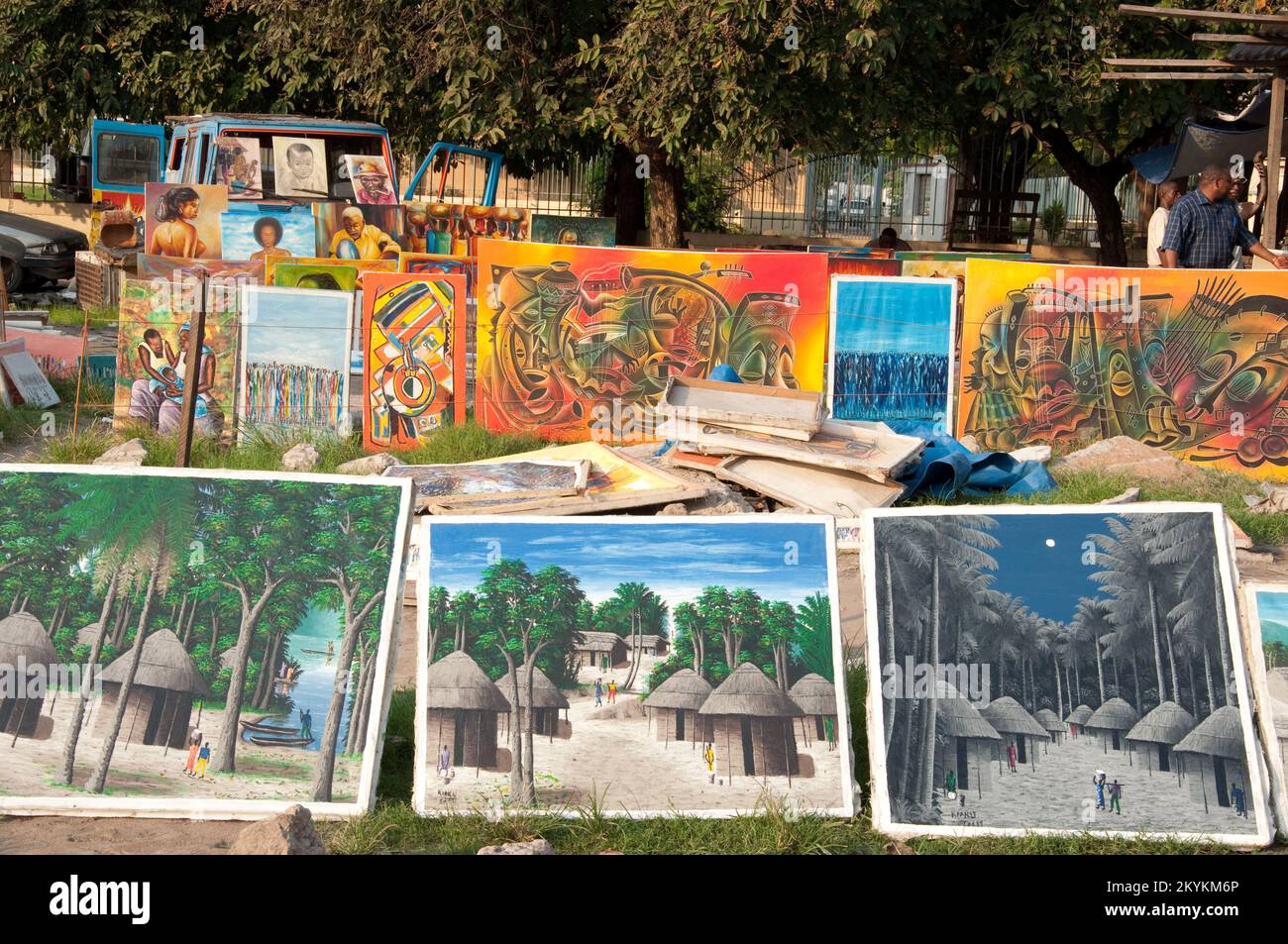 Oil paintings, Craft market, Kinshasa, Democratic Republic of the Congo ...