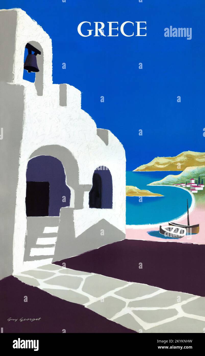 Grece by Guy Georget (1911-1992). Poster published in 1959 in France ...