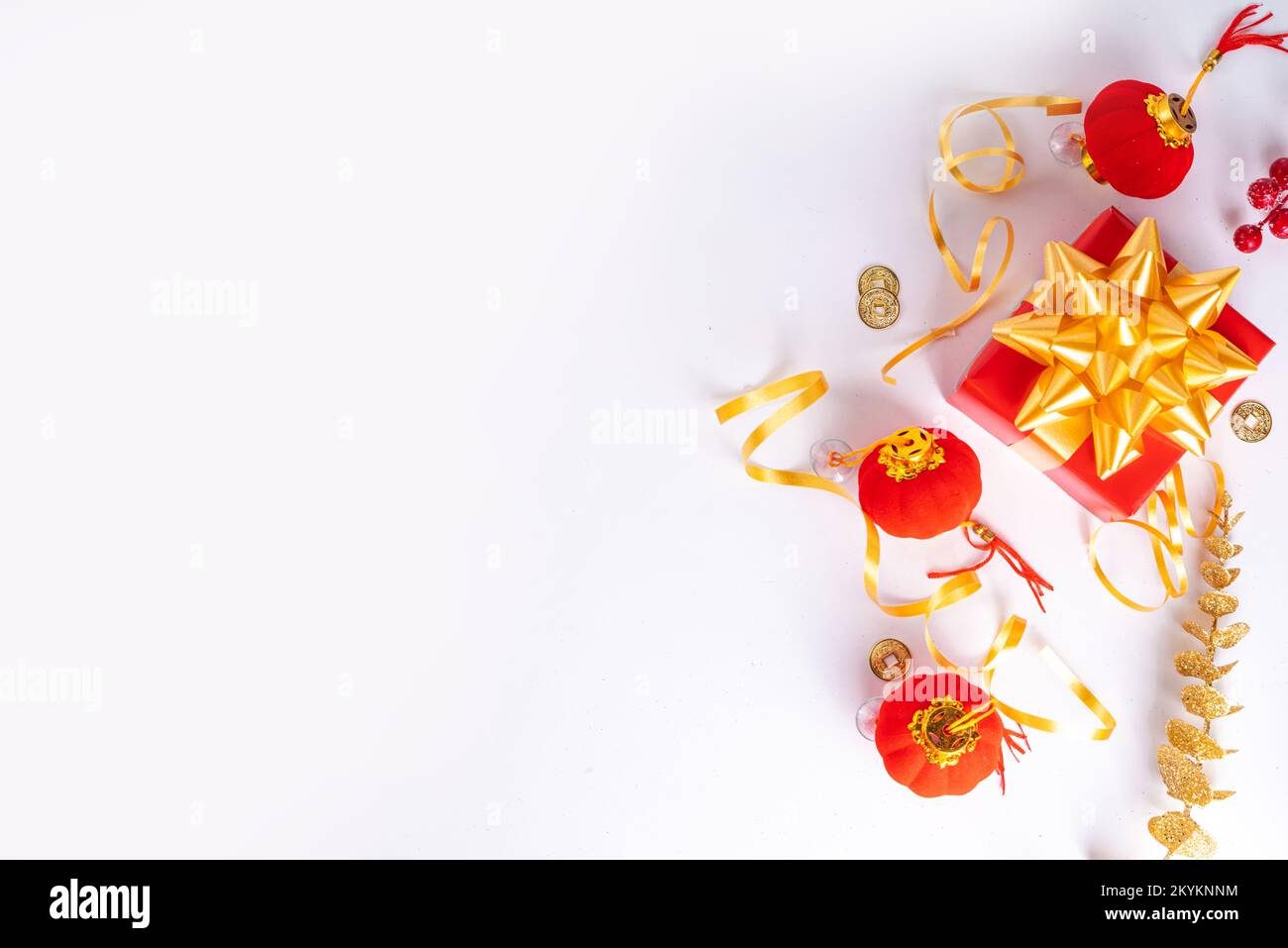 Chinese New Year on white background. Lunar New Year greeting card with ...