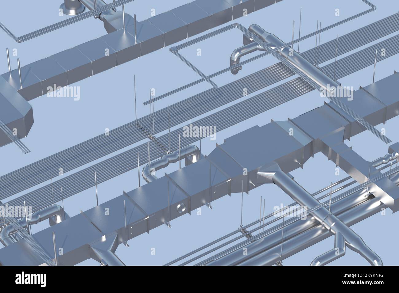 background with elements of the ventilation system. 3d rendering Stock ...