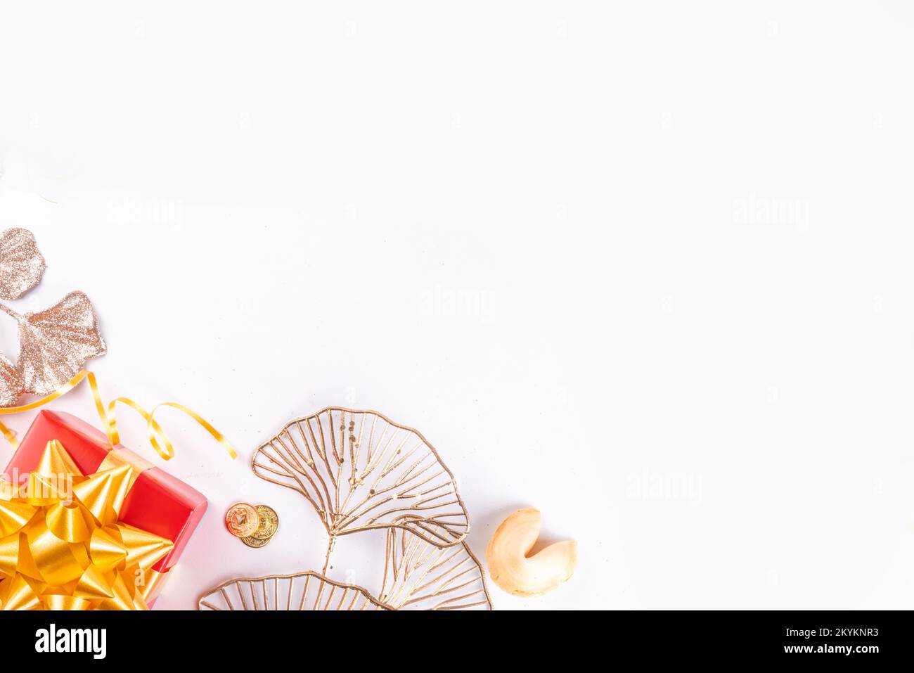 Chinese New Year on white background. Lunar New Year greeting card with ...