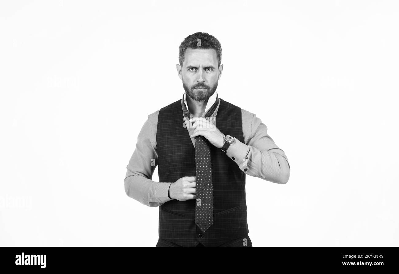 Perfect male. mature professional businessman tie necktie. handsome ceo ...