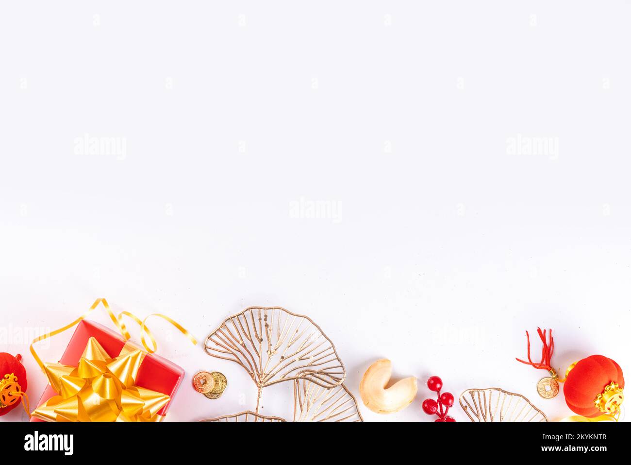 Chinese New Year on white background. Lunar New Year greeting card with ...