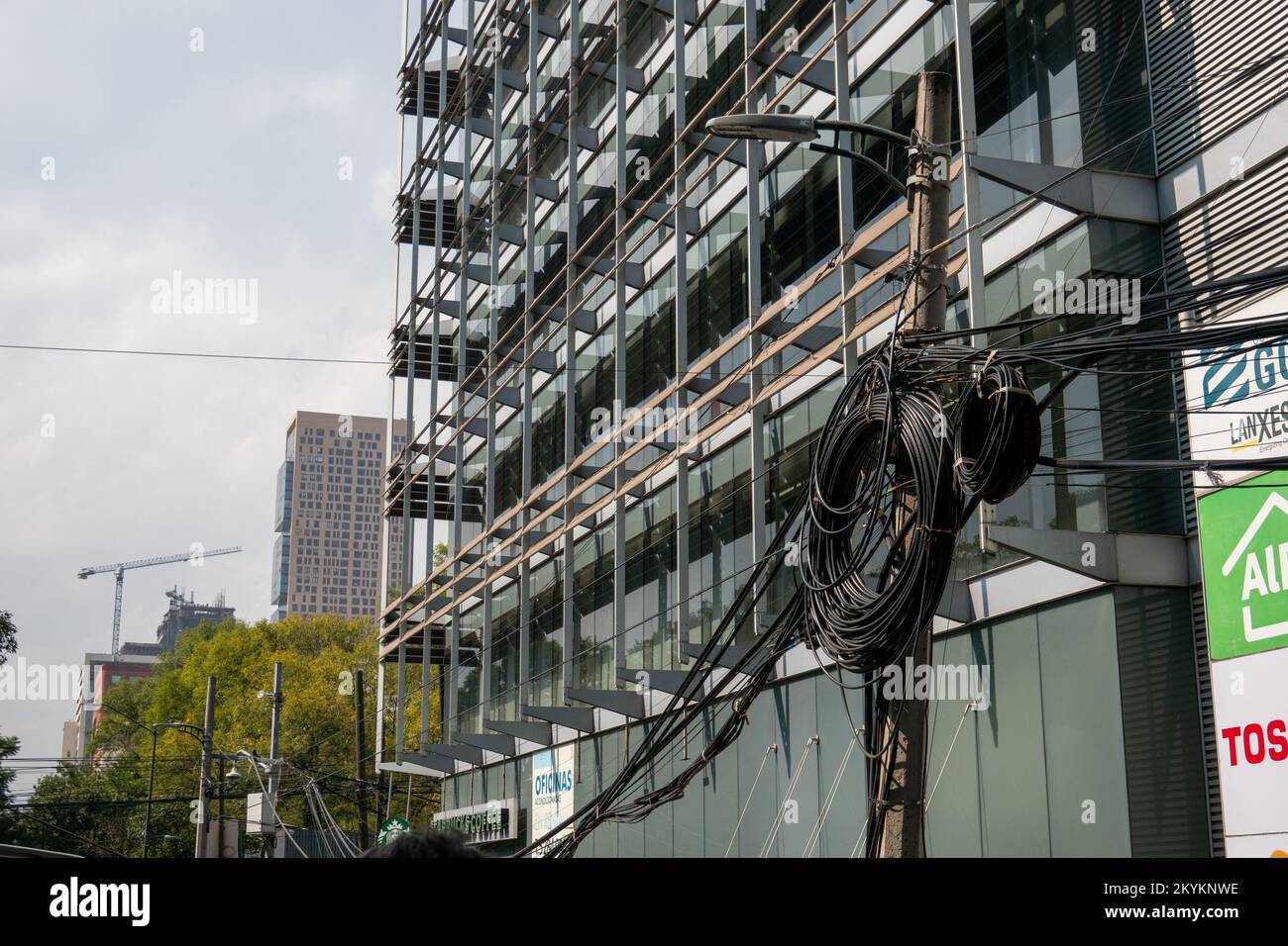 Electric Phone Cables, street Mexico City Stock Photo - Alamy
