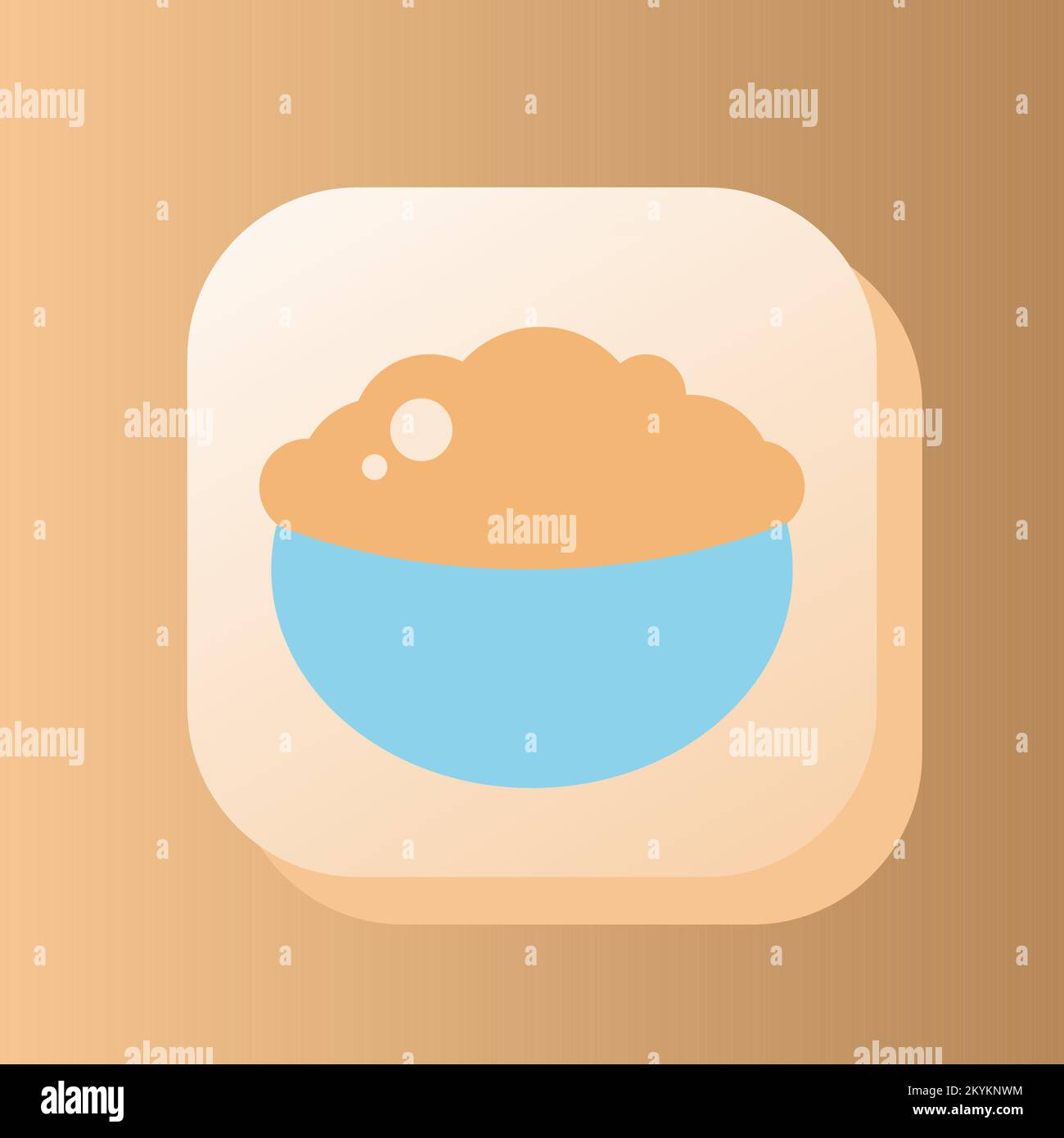 Oatmeal 3d button outline icon. Healthy nutrition concept. Oat porridge ...