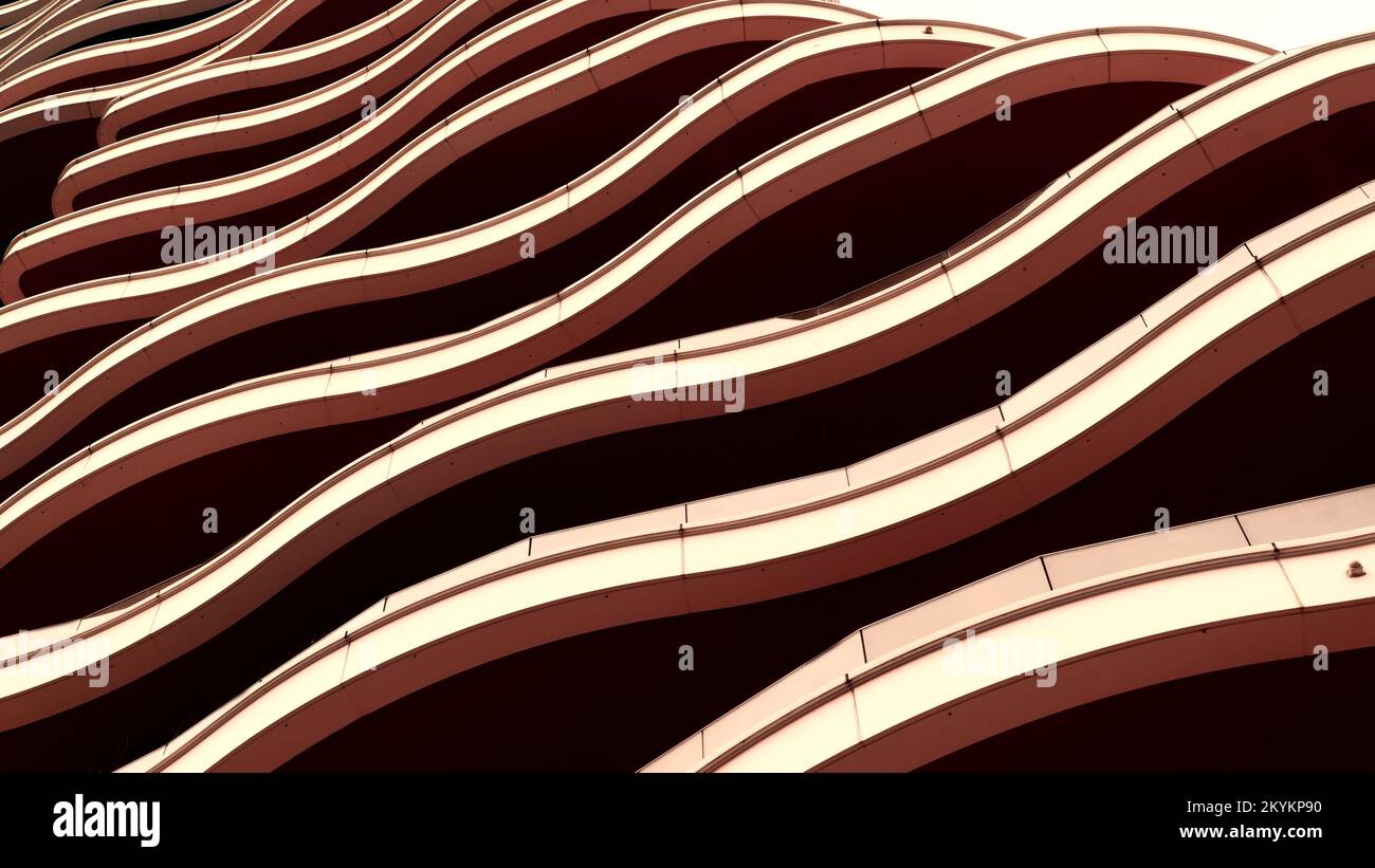 Modern building with wave shaped exterior. Modern future architecture ...