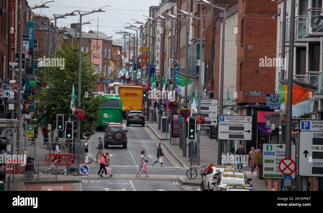 Limerick, Ireland - 28th July 2022: Sarsfield and William street in ...