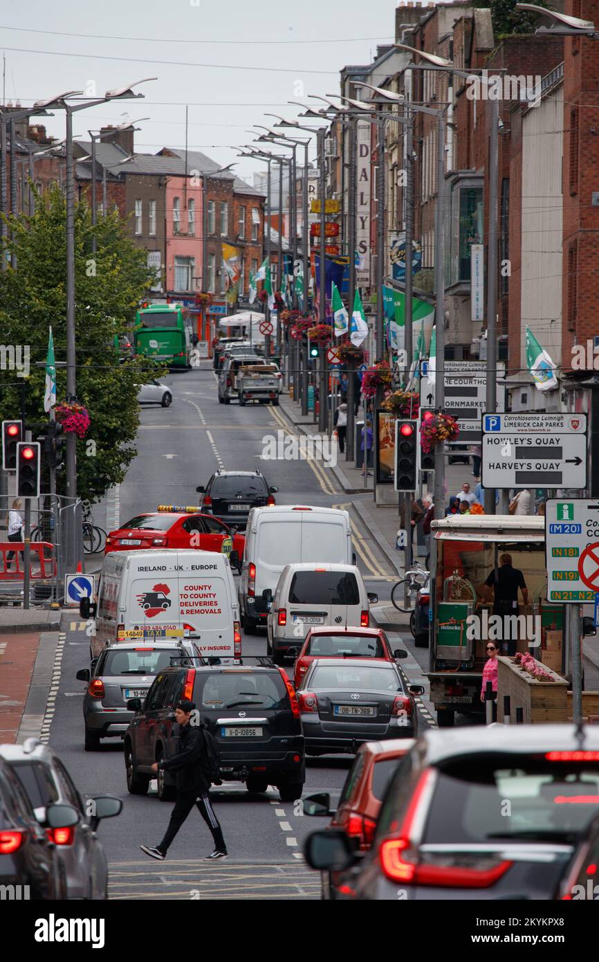 Limerick, Ireland - 28th July 2022: Sarsfield and William street in ...