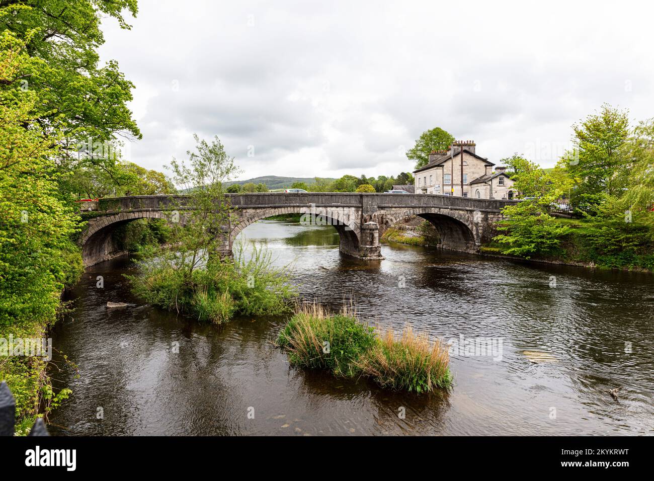Kendal, Kendal town, Cumbria, UK, River Kent, River Kent Kendal, River ...