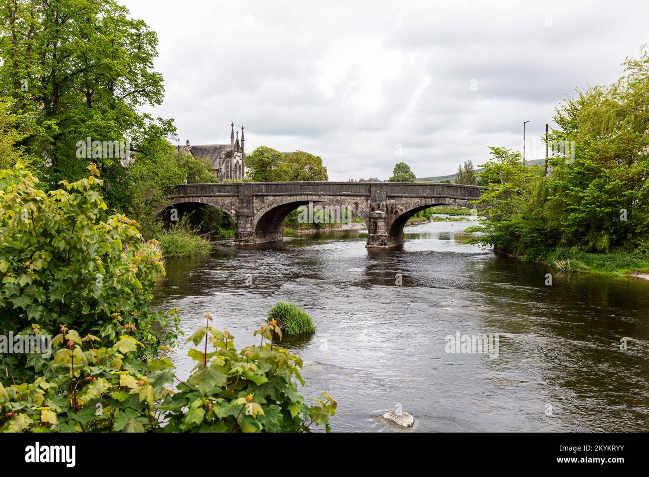 Kendal, Kendal town, Cumbria, UK, River Kent, River Kent Kendal, River ...