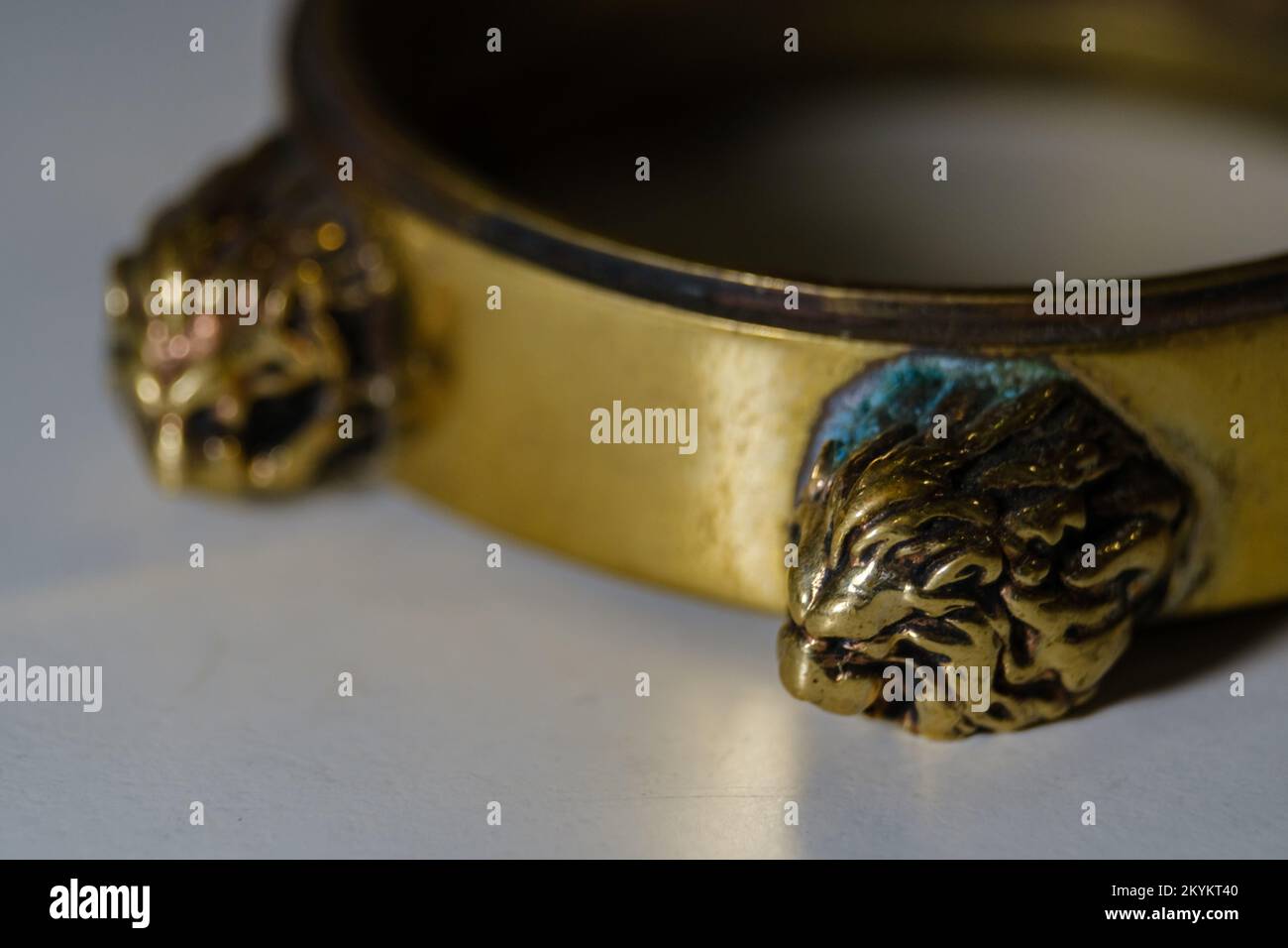 Close-up, golden blank for production of pocket watches, sketch and ...