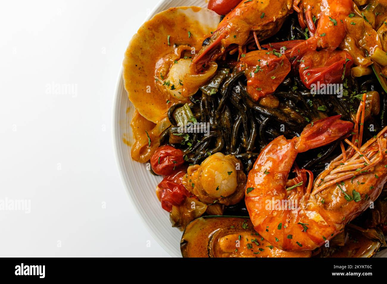 Bisque pasta on a white background Stock Photo - Alamy
