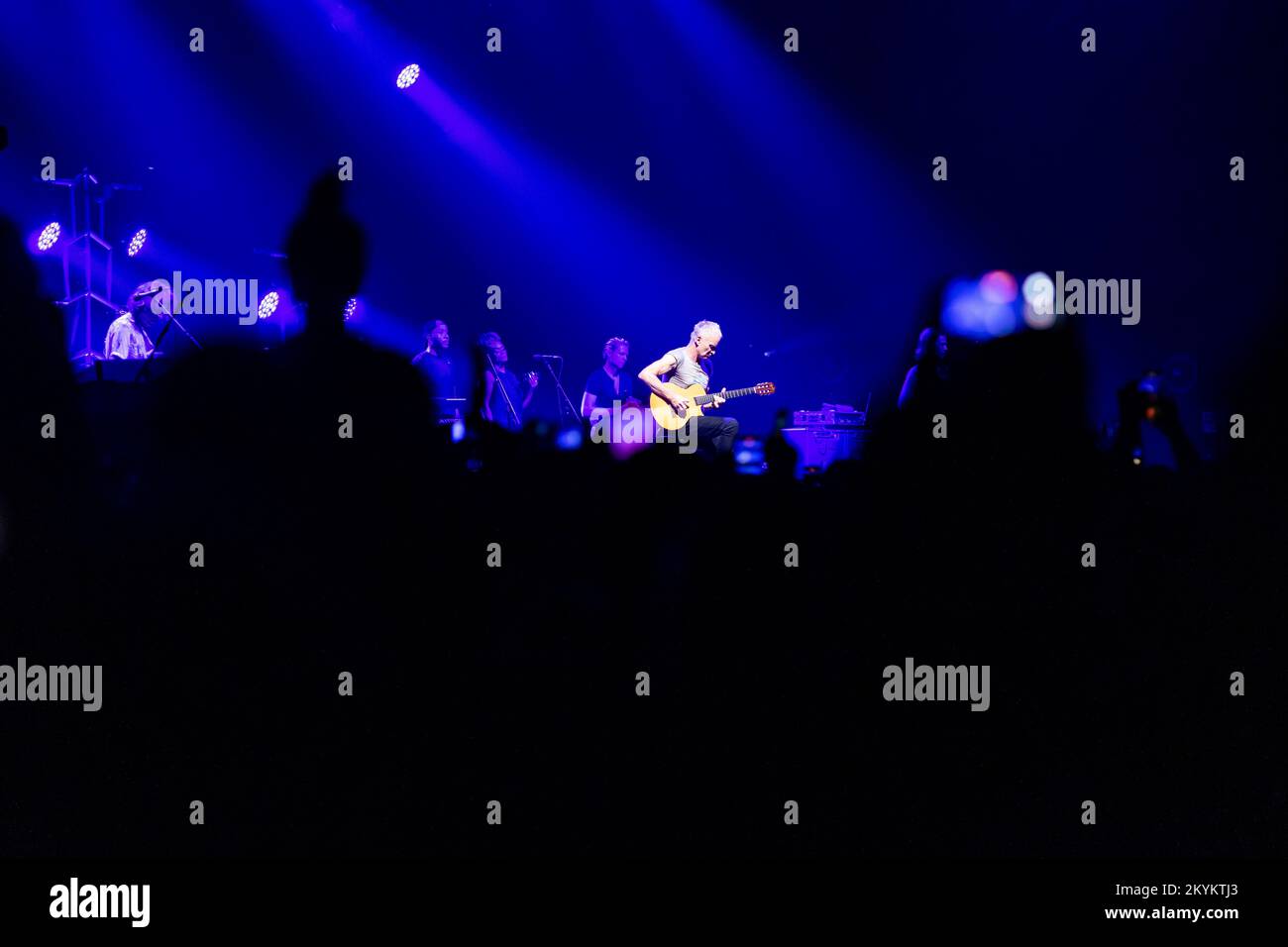 Sting, real name Gordon Sumner, live performance on stage. Bass player ...