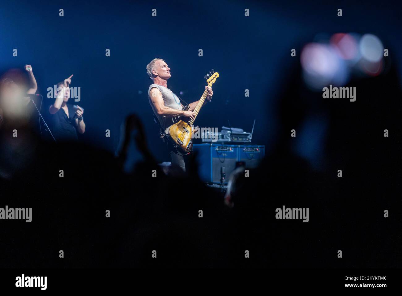 Sting, real name Gordon Sumner, live performance on stage. Bass player ...