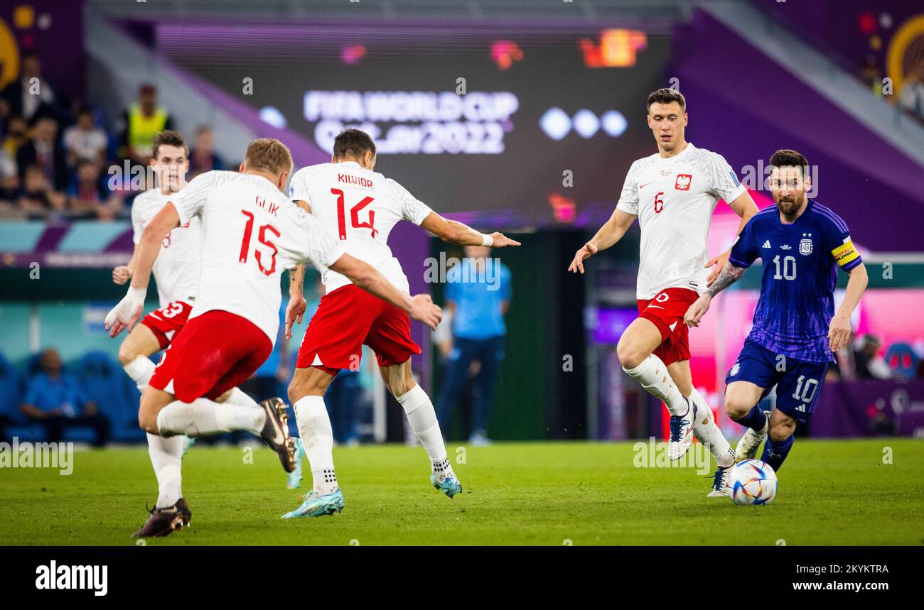 Doha, Qatar. 30th Nov, 2022. Lionel Messi (Arg), Kamil Glik (Polen ...