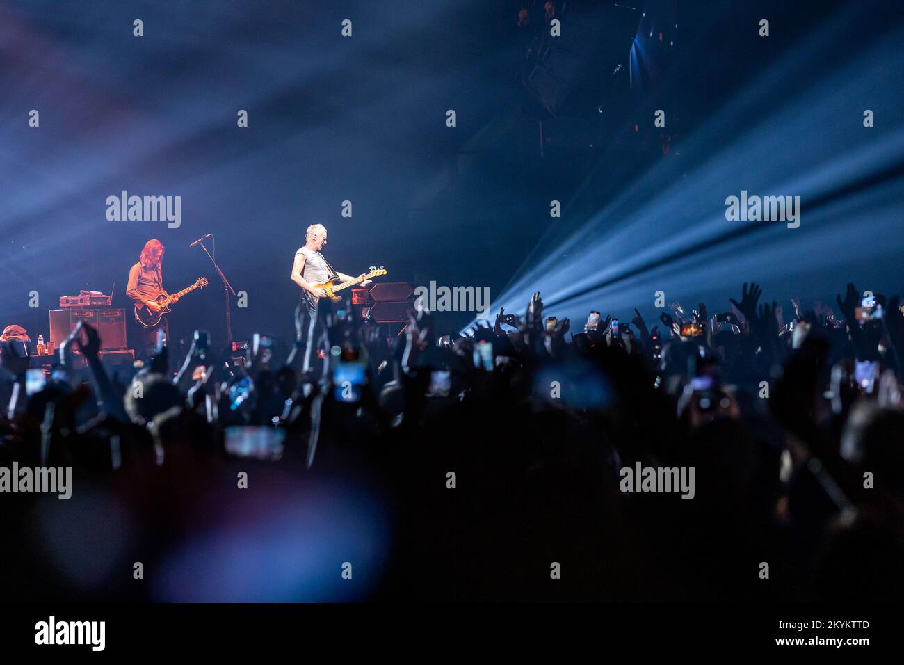 Sting, real name Gordon Sumner, live performance on stage. Bass player ...