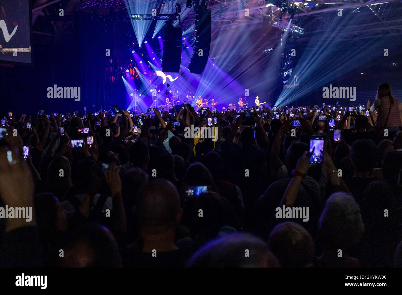 Sting, real name Gordon Sumner, live performance on stage. Bass player ...