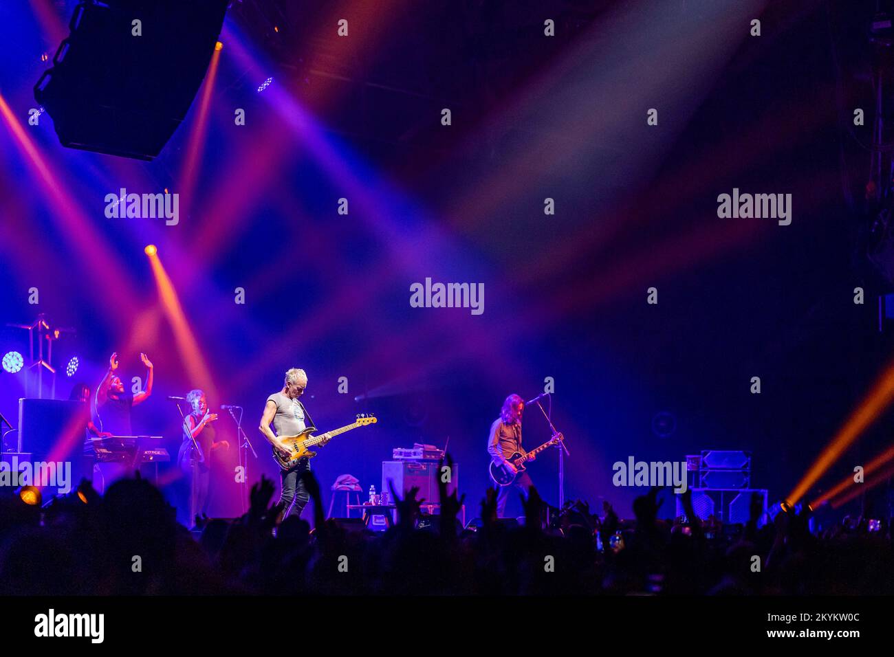 Sting, real name Gordon Sumner, live performance on stage. Bass player ...