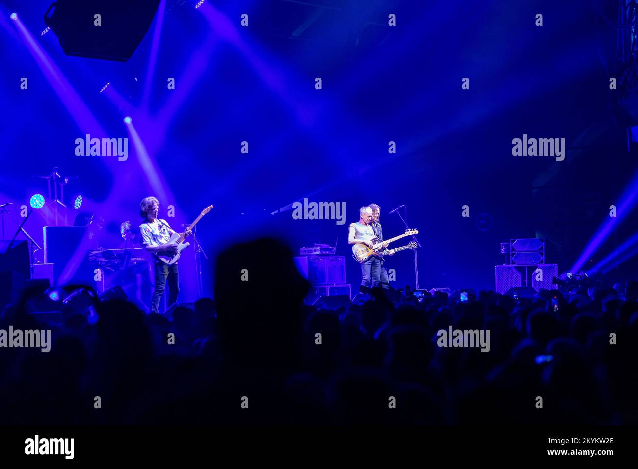 Sting, real name Gordon Sumner, live performance on stage. Bass player ...