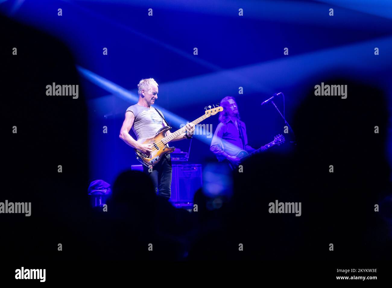 Sting, real name Gordon Sumner, live performance on stage. Bass player ...