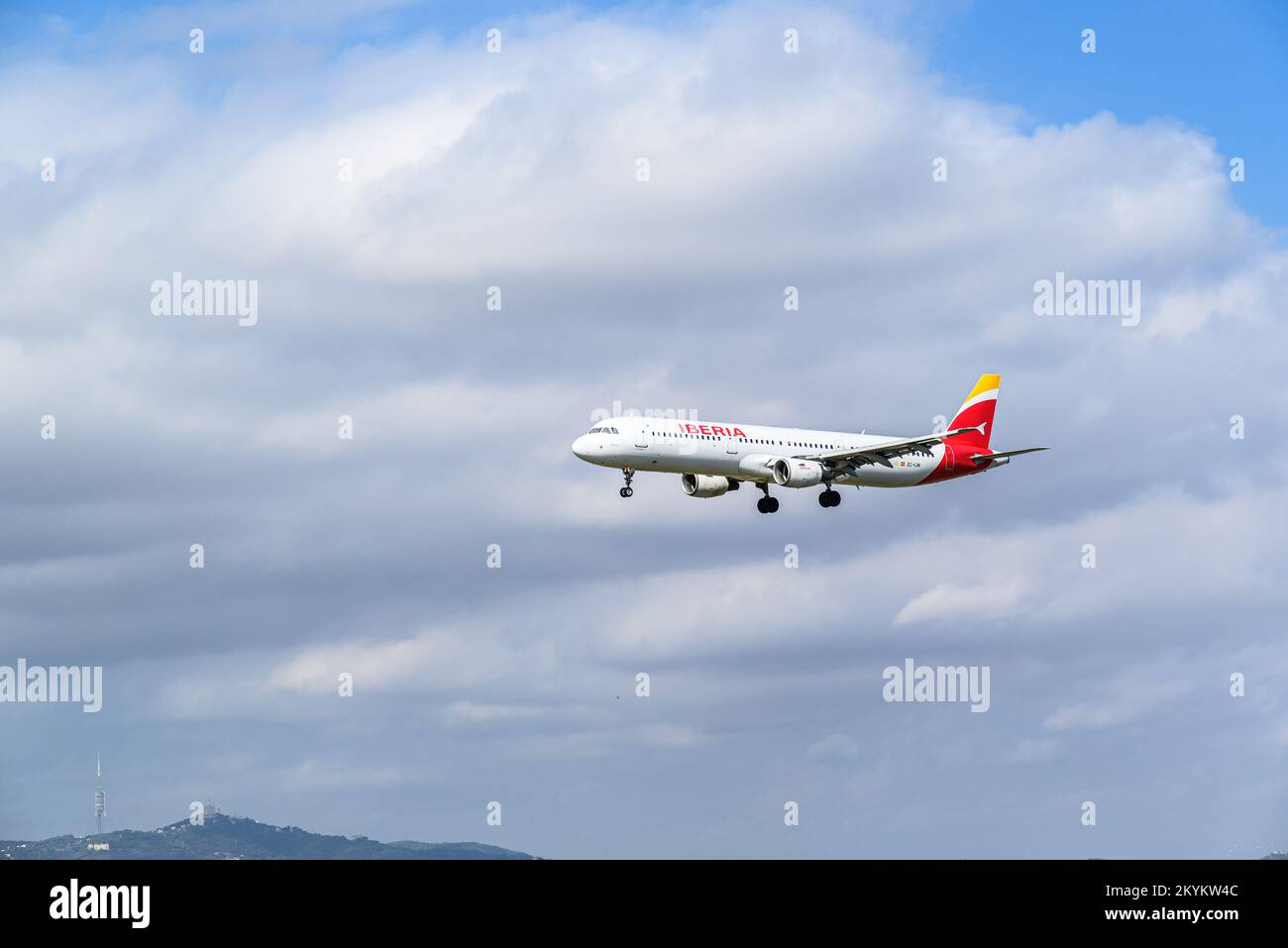 Barcelona, Spain, October 09, 2022, Airbus A321 aircraft of the Iberia ...