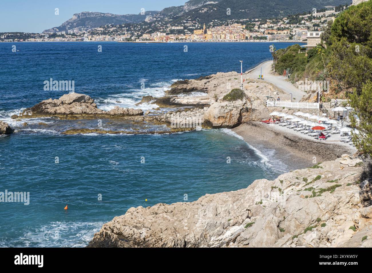 Ventimiglia, Italy - 07-07-2021: The beautiful Balzi Rossi beach in ...