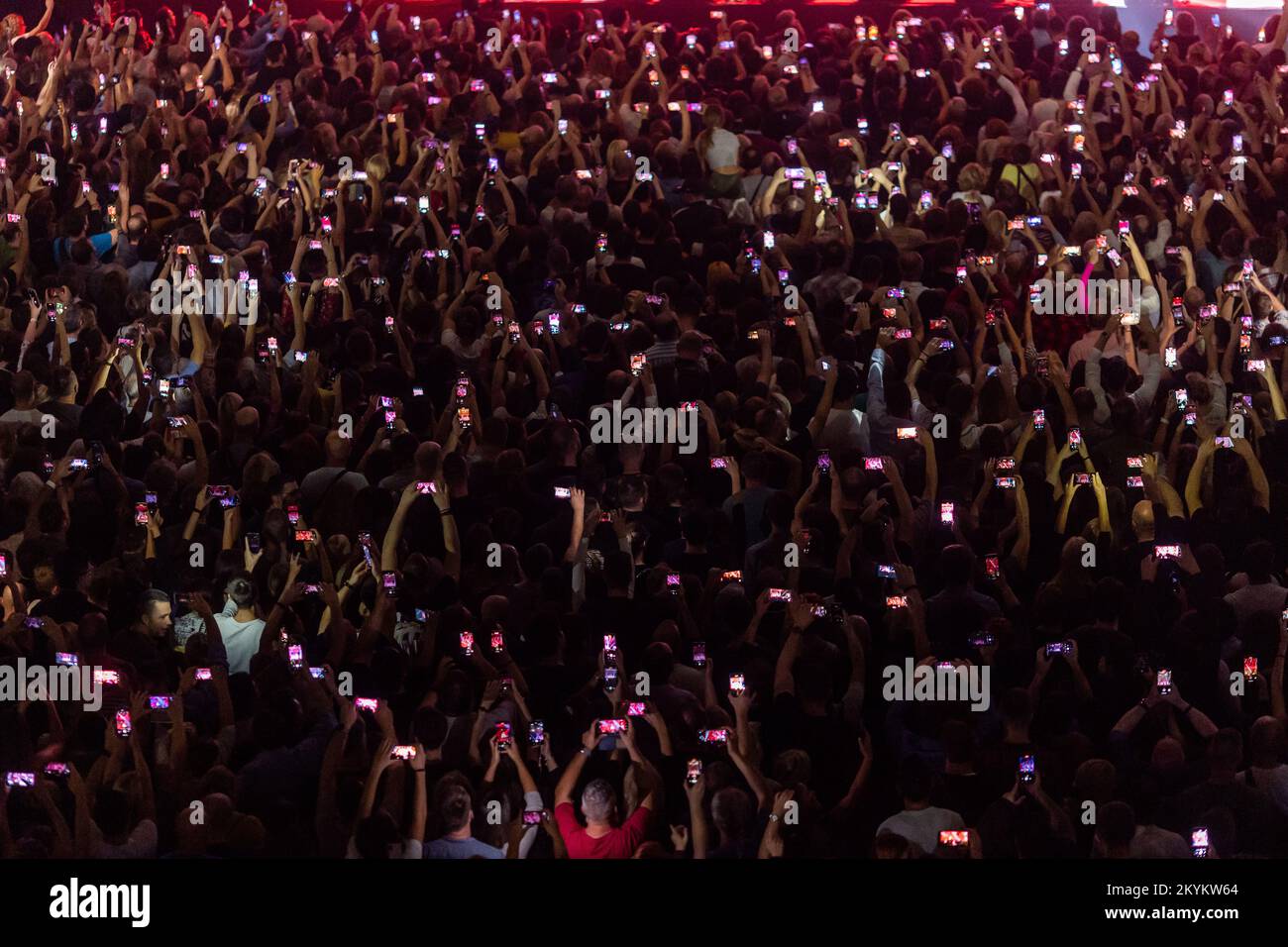 Sting, real name Gordon Sumner, live performance on stage. Bass player ...