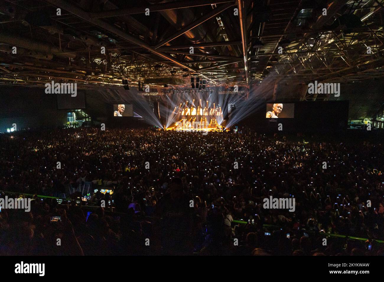 Sting, real name Gordon Sumner, live performance on stage. Bass player ...