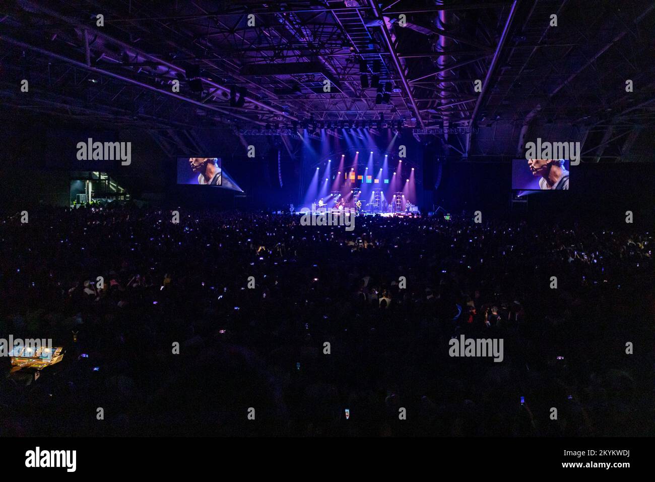 Sting, real name Gordon Sumner, live performance on stage. Bass player ...