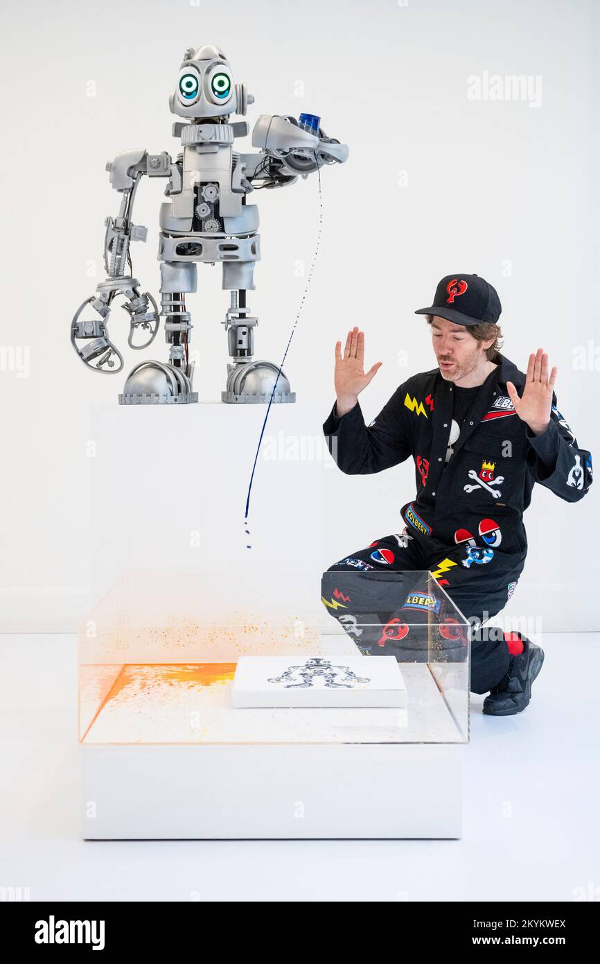 London, UK. 1 December 2022. Artist Philip Colbert unveils LobstarBot ...