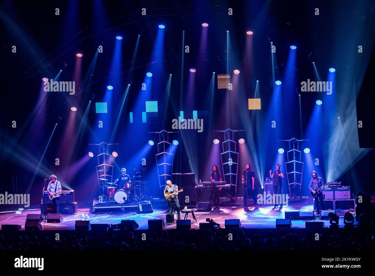 Sting, real name Gordon Sumner, live performance on stage. Bass player ...