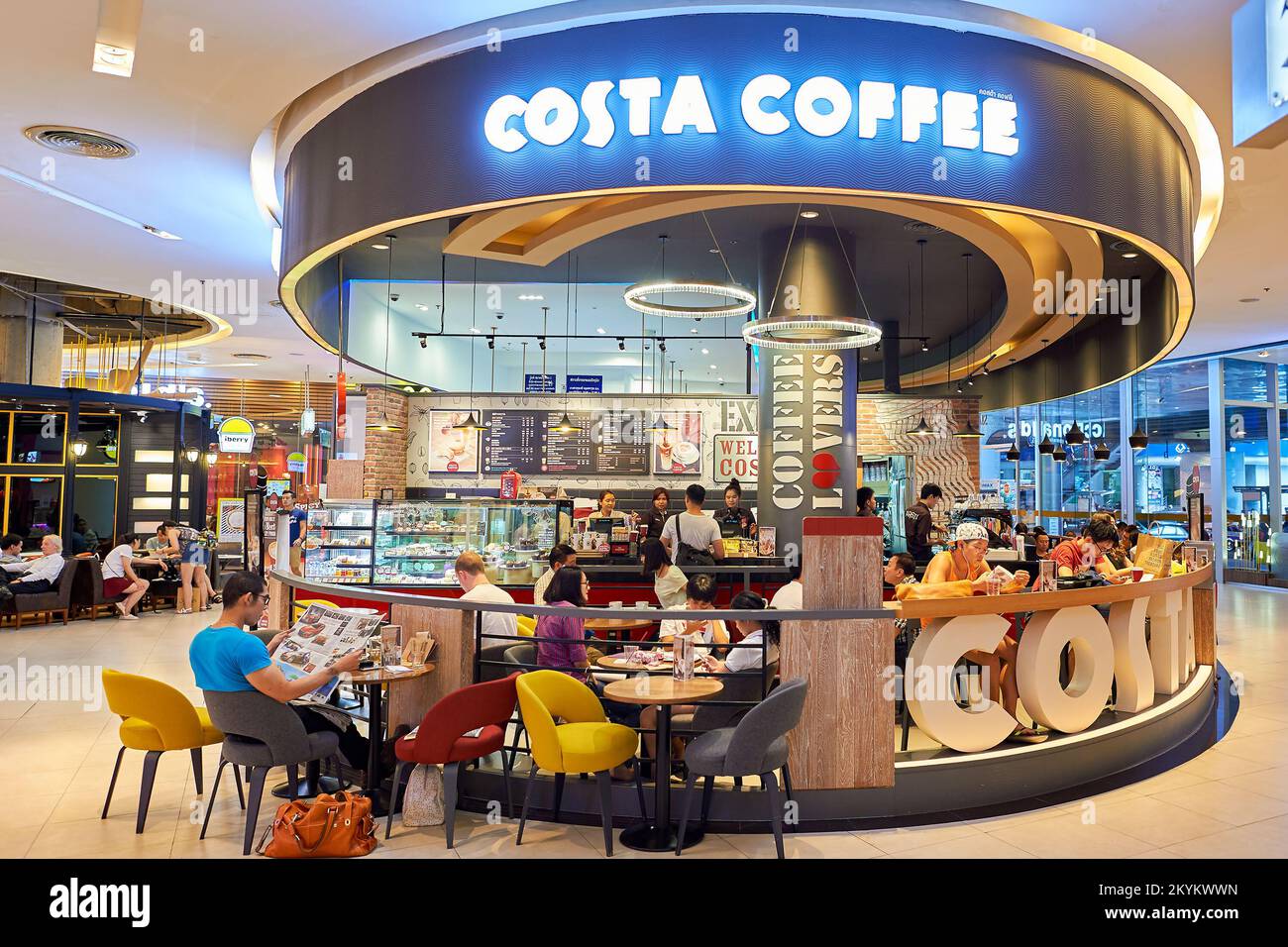 BANGKOK, THAILAND - JUNE 21, 2015: Costa Coffee interior. Costa Coffee ...