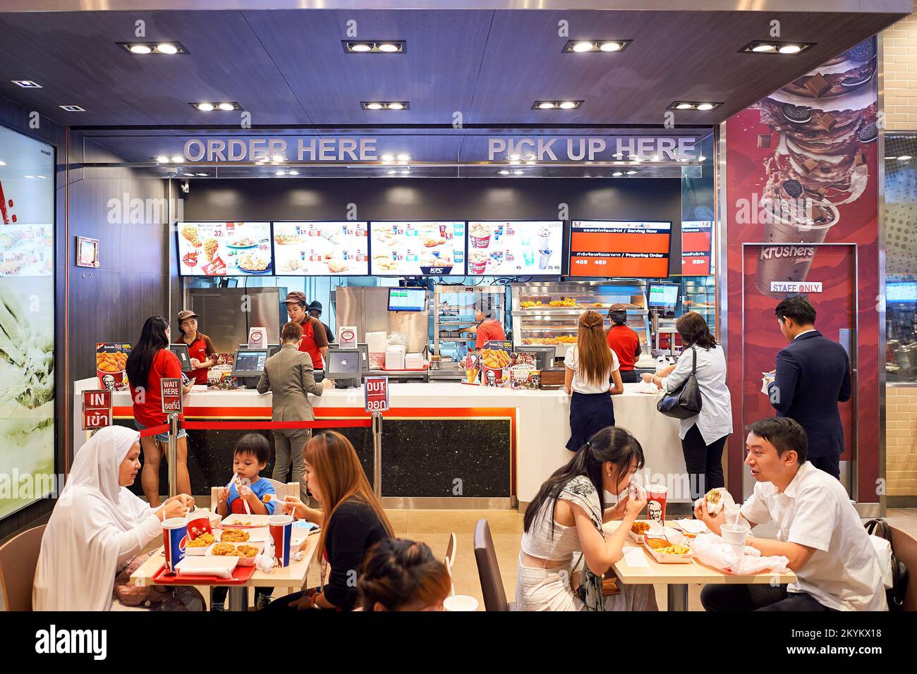 BANGKOK, THAILAND - JUNE 21, 2015: KFC restaurant interior. KFC is a ...