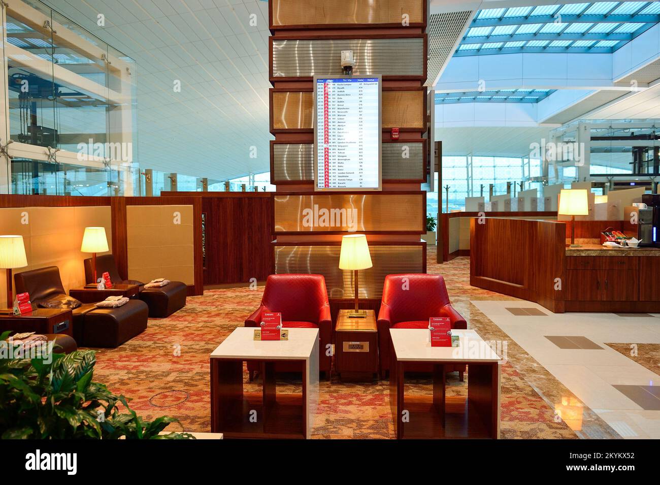 DUBAI - JUNE 23, 2015: Emirates business class lounge interior ...