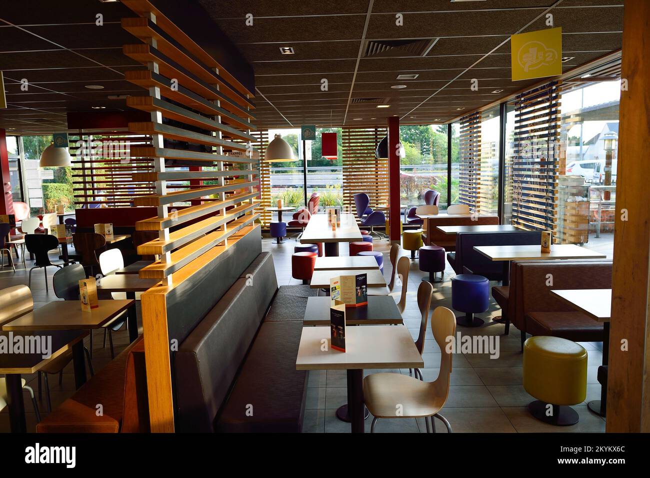 ORLEANS, FRANCE - AUGUST 12, 2015: McDonald's restaurant interior ...