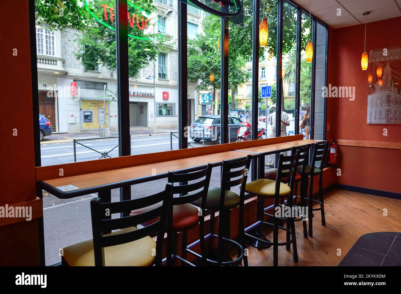 NICE, FRANCE - AUGUST 15, 2015: Subway fast food restaurant interior ...