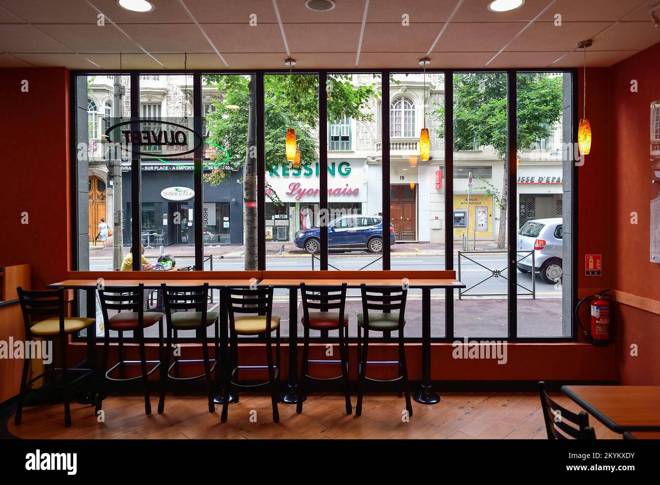 NICE, FRANCE - AUGUST 15, 2015: Subway fast food restaurant interior ...