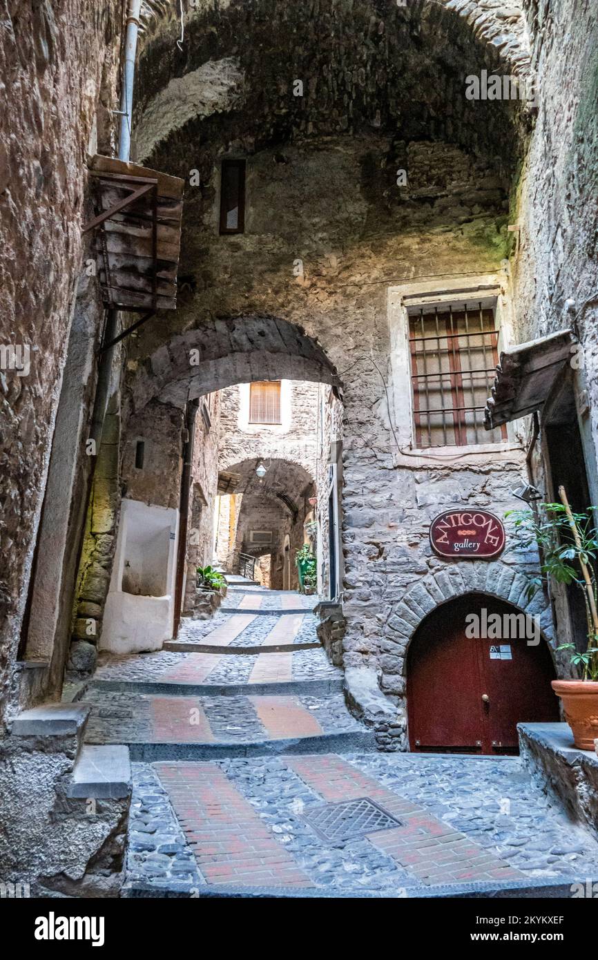 Dolceacqua, Italy - 06-07-2021: Characteristic small streets in the ...