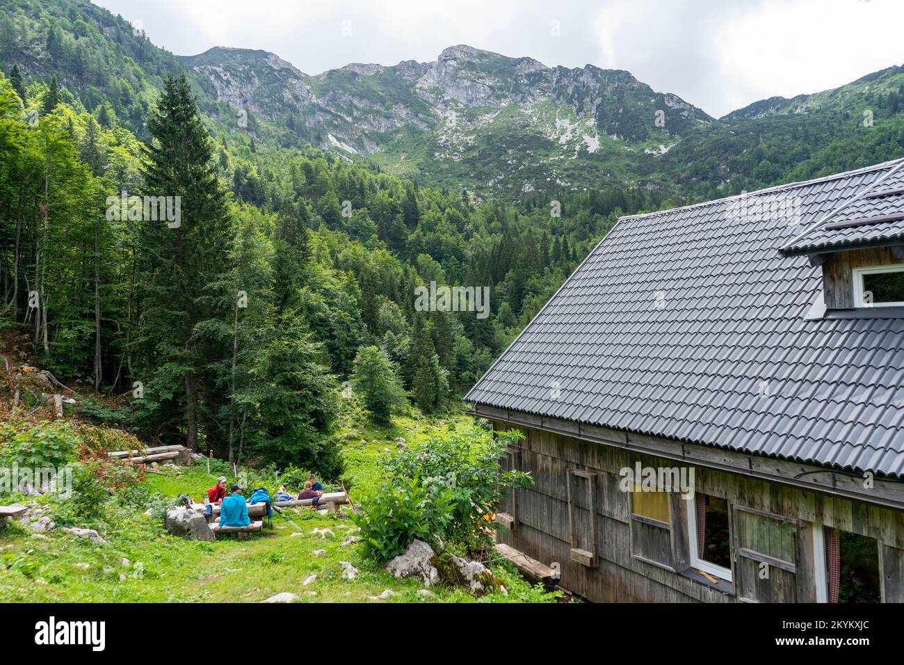 Wooden huts in Slovenian mountains Stock Photo - Alamy