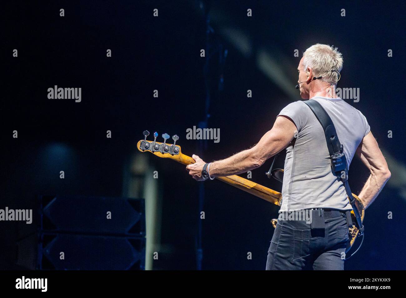 Sting, real name Gordon Sumner, live performance on stage. Bass player ...
