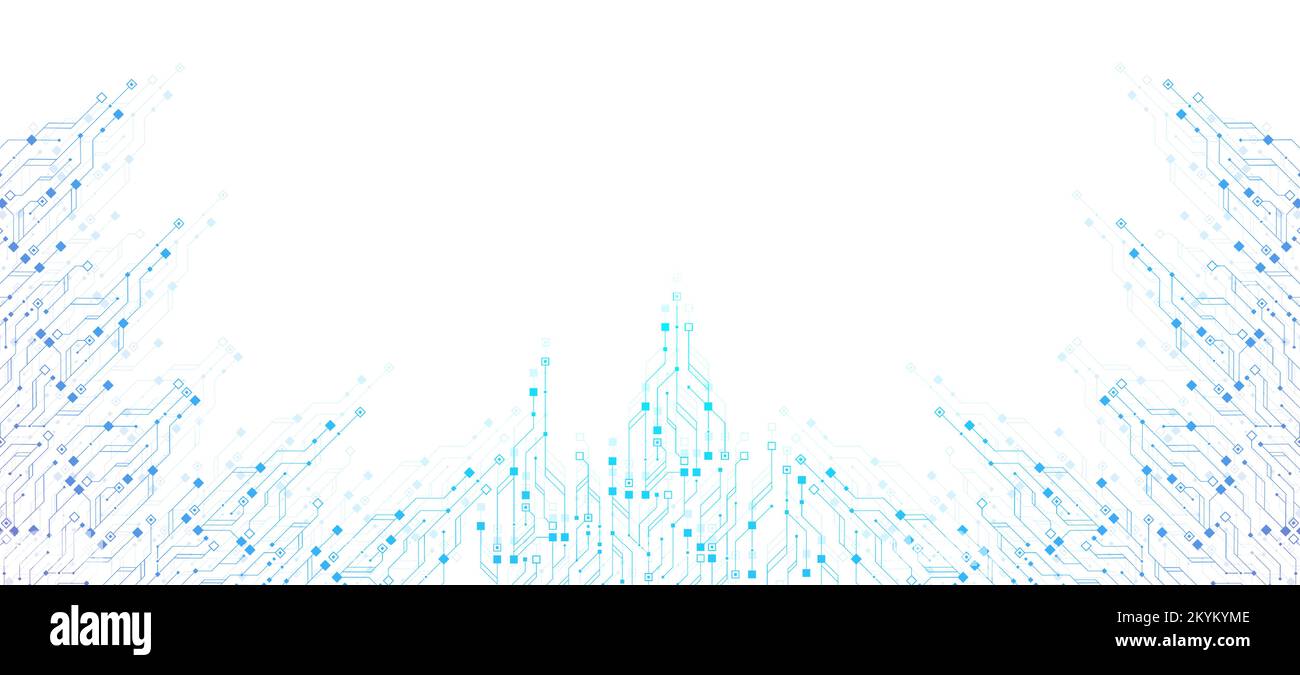 Quantum computer technologies concept. Futuristic blue circuit board background vector. Modern ...