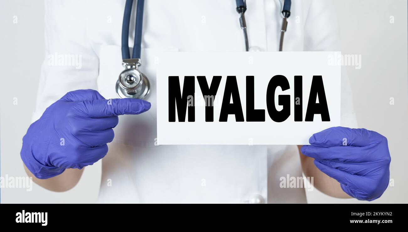 Medicine and health concept. The doctor points his finger at a sign ...