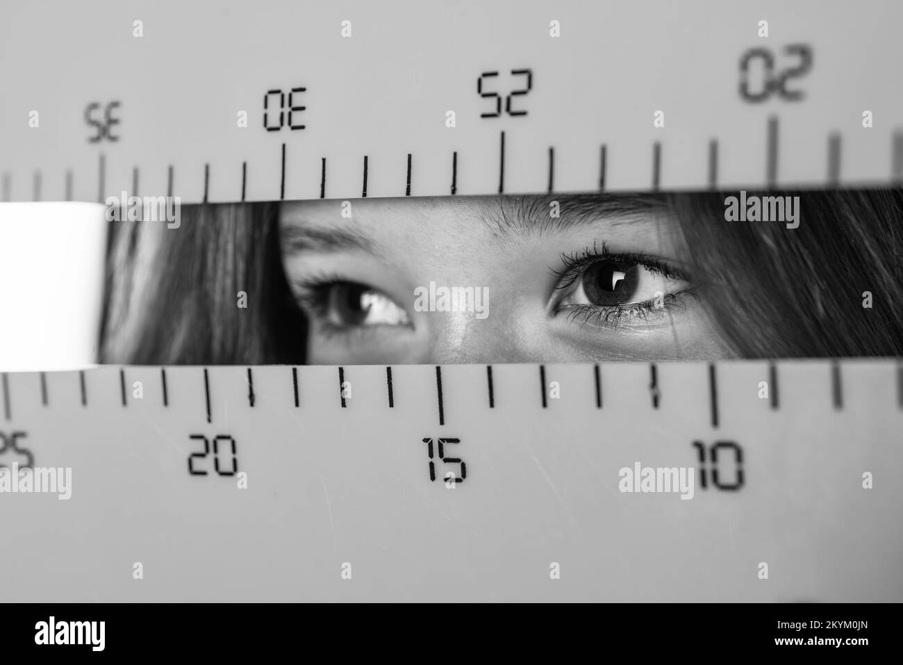 You Do The Math. measure the size. pupil kid study geometry. child learn math Stock Photo - Alamy