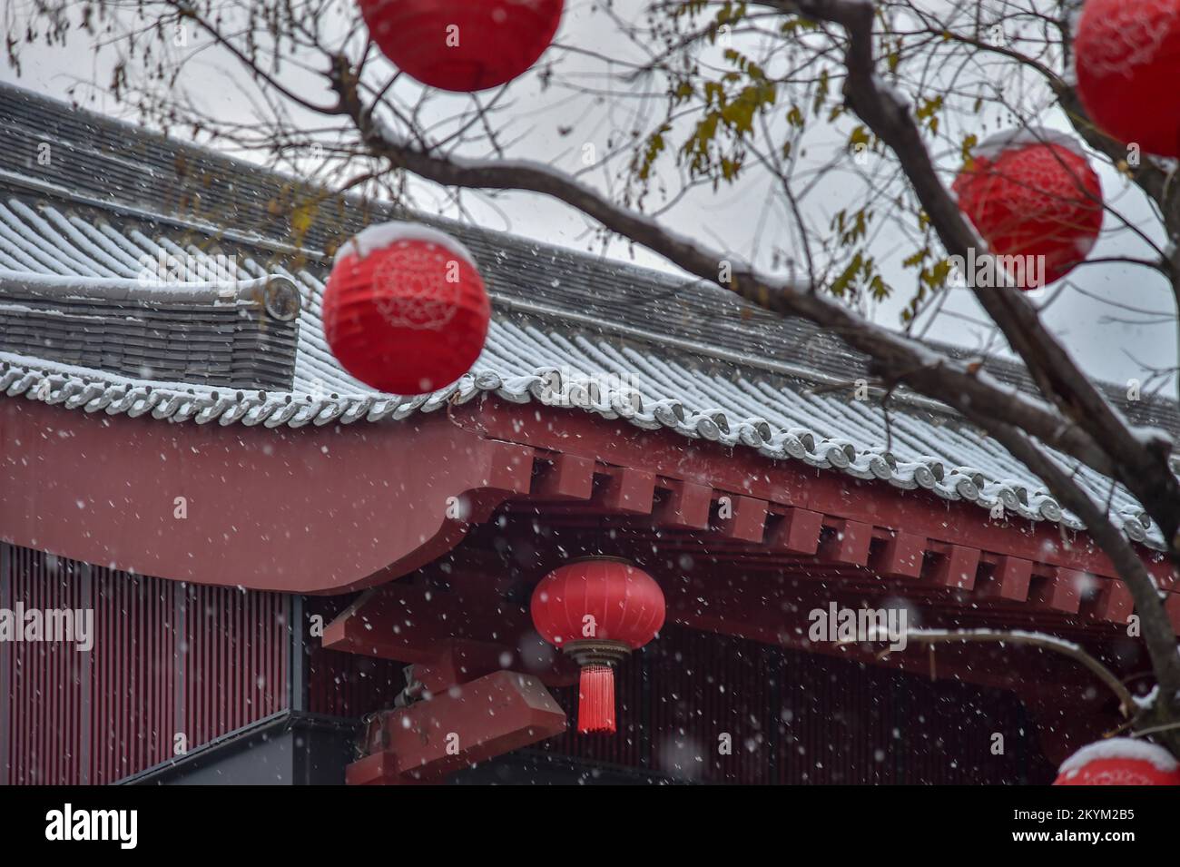 The snow views of the Dayan Pagoda in Xi'an City, northwest China's ...