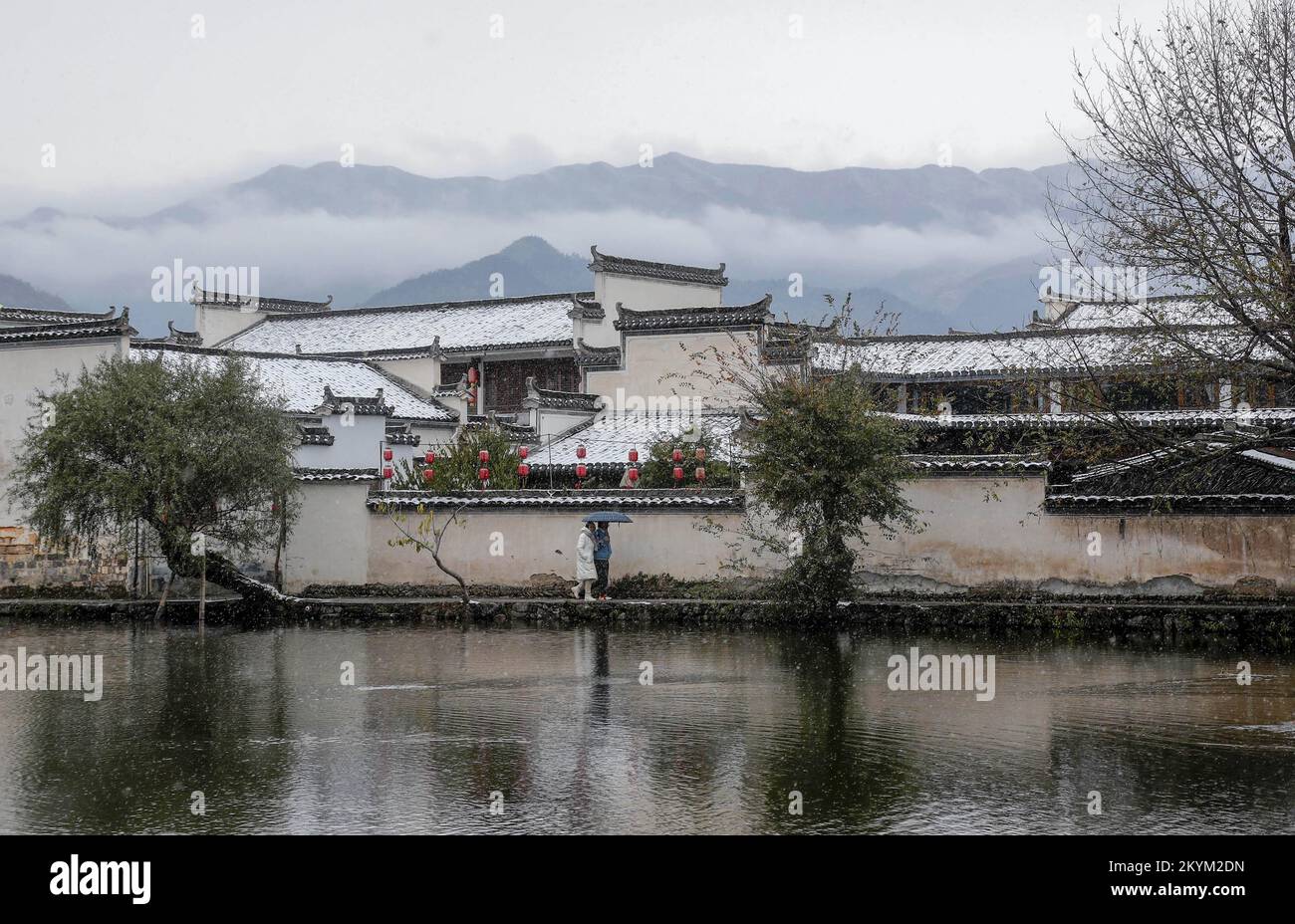 The snow views of the ancient Hui-style residence in Huangshan City ...